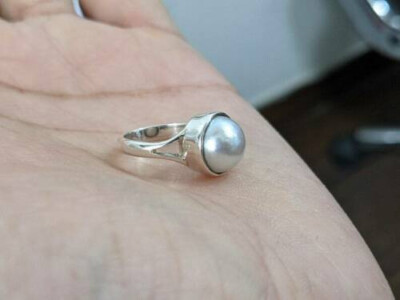 South Sea Pearl (MOTI) gemstone silver ring 4.25-9.25 ratti pearl vedic ...