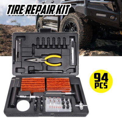 94PCS Tyre Puncture Repair Recovery Kit Heavy Duty 4WD Offroad Plugs ...