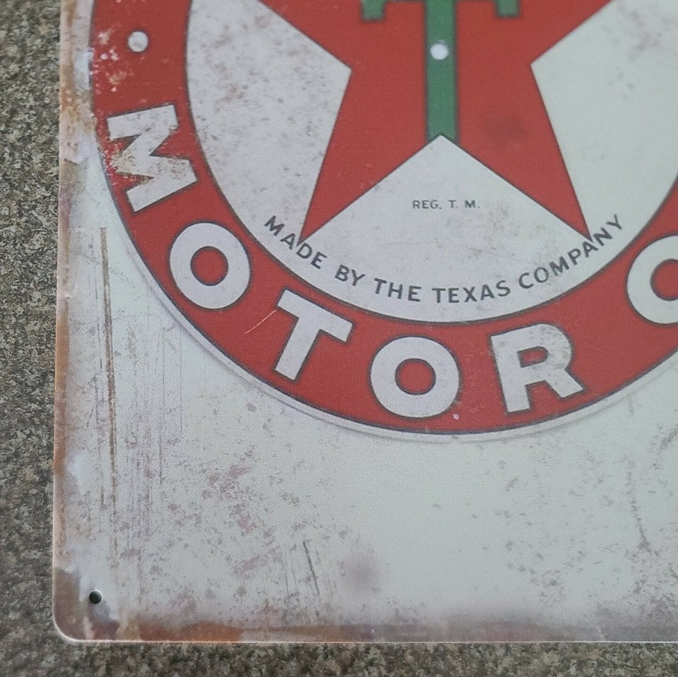 Texaco ~ Gasoline Motor Oil ~ Metal Sign ~ 8" x 11.75" ~ Made By The ...