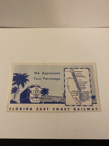 VINTAGE NEW OLD STOCK FLORIDA EAST COAST RAILWAY TICKET ENVELOPE | eBay