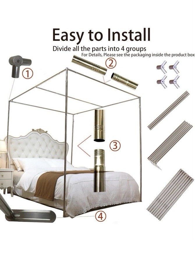 Canopy Bed Frame, Stainless Steel Bed Canopy Frame | eBay