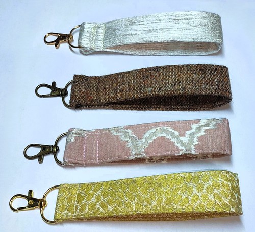 Handmade Fabric Key Fob Strap, Personalized Embroidered Key Fob ...
