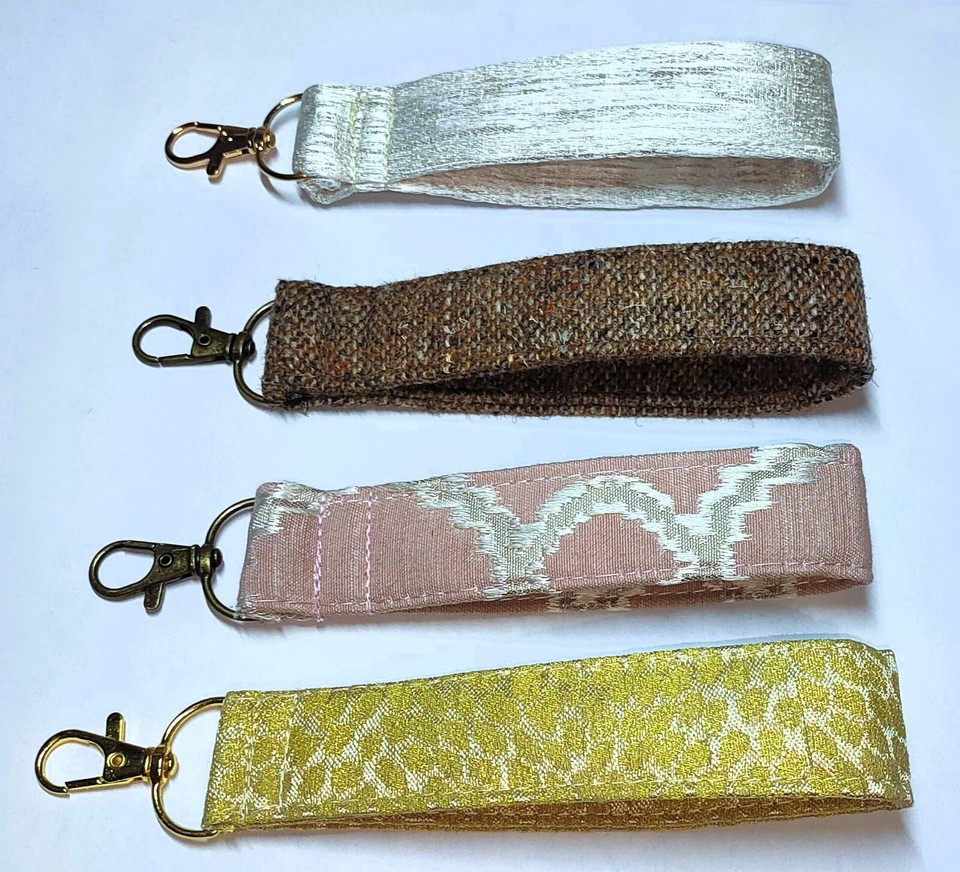 Handmade Fabric Key Fob Strap, Personalized Embroidered Key Fob ...