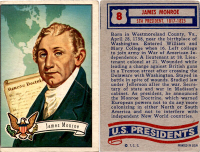 1956 Topps, U.S. Presidents, #8 James Monroe (B52) | eBay