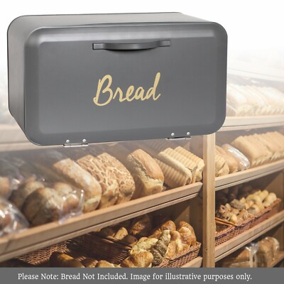 Grey Bread Bin Front Open Kitchen Loaf Storage Box Cheap Bread Bin | eBay
