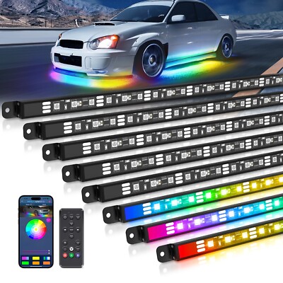 Wireless RGB Car Lights Strip Underglow Underbody Dream Color Chasing ...