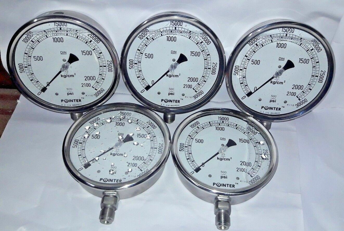 10x DIESEL INJECTOR NOZZLE POP TESTER GAUGES 0-2100 BAR/-30000 PSI HIGH ...