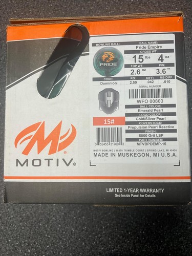 Motiv Pride Empire 15 lbs NIB Bowling Ball! Free Shipping! Undrilled ...