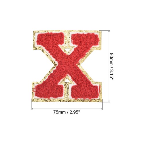 Chenille Letters x Patches Large Size 3.15"x2.95" 3PCS(Red) Shape X | eBay