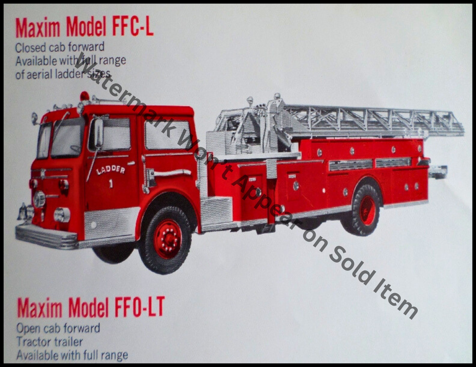 Maxim Aerial Ladder Fire Truck Sales Ad Photograph Print 8.5x11" | eBay