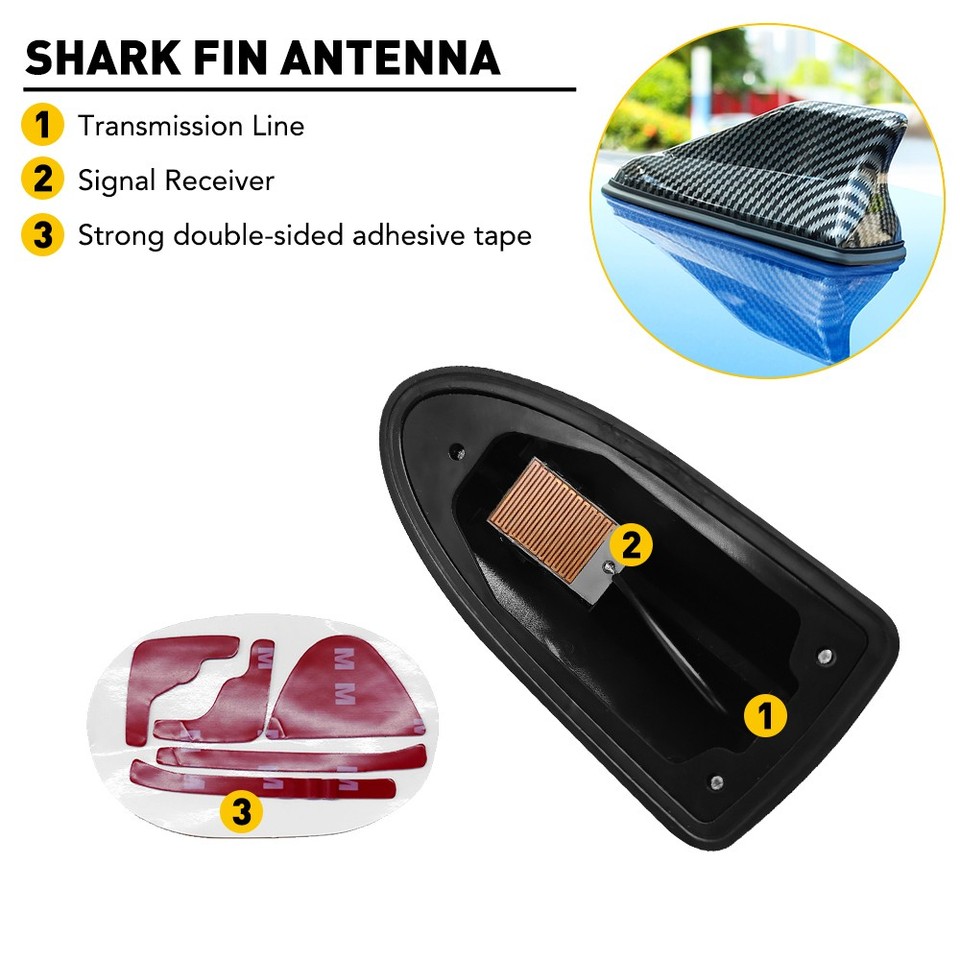 Car Fin Shark Antenna Roof FM/AM Signal Radio Aerial White/Black/Silver ...