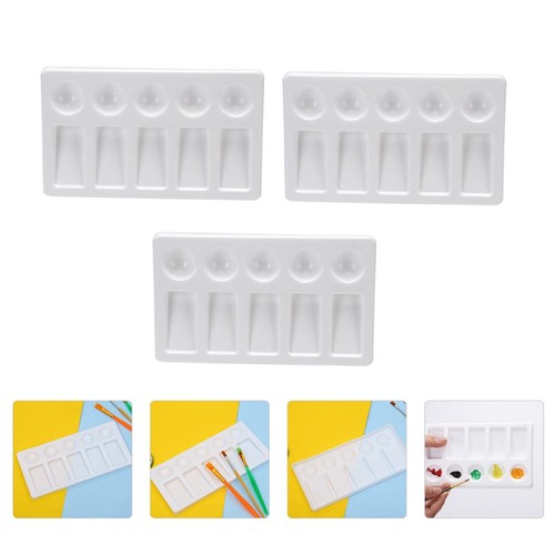 3 Pcs Plastic Palette Color Mixing Board Paint Trays Rectangular | eBay