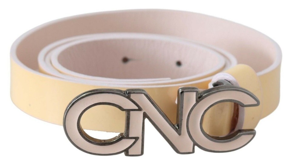 Costume National Beige Leather Pink Letter Logo Women's Belt Authentic ...