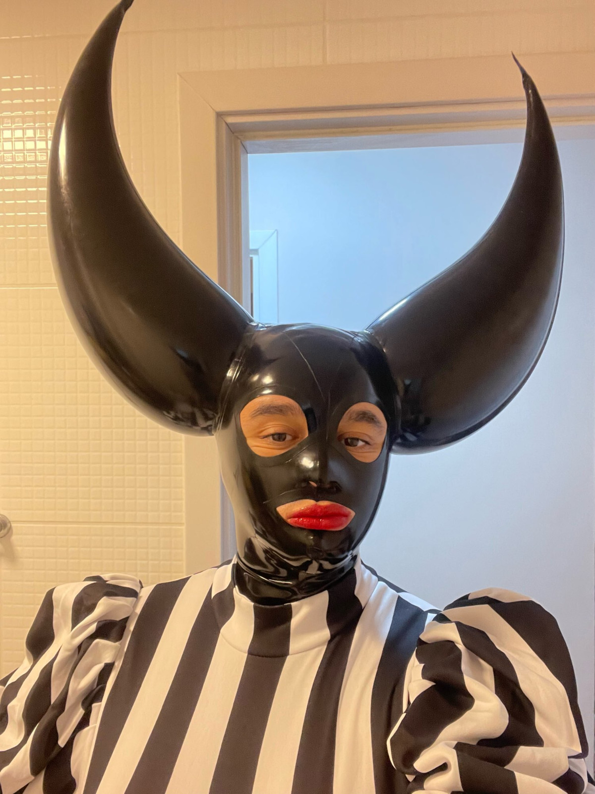 latex inflatable hood mask cosplay parth show bar latex hood | eBay