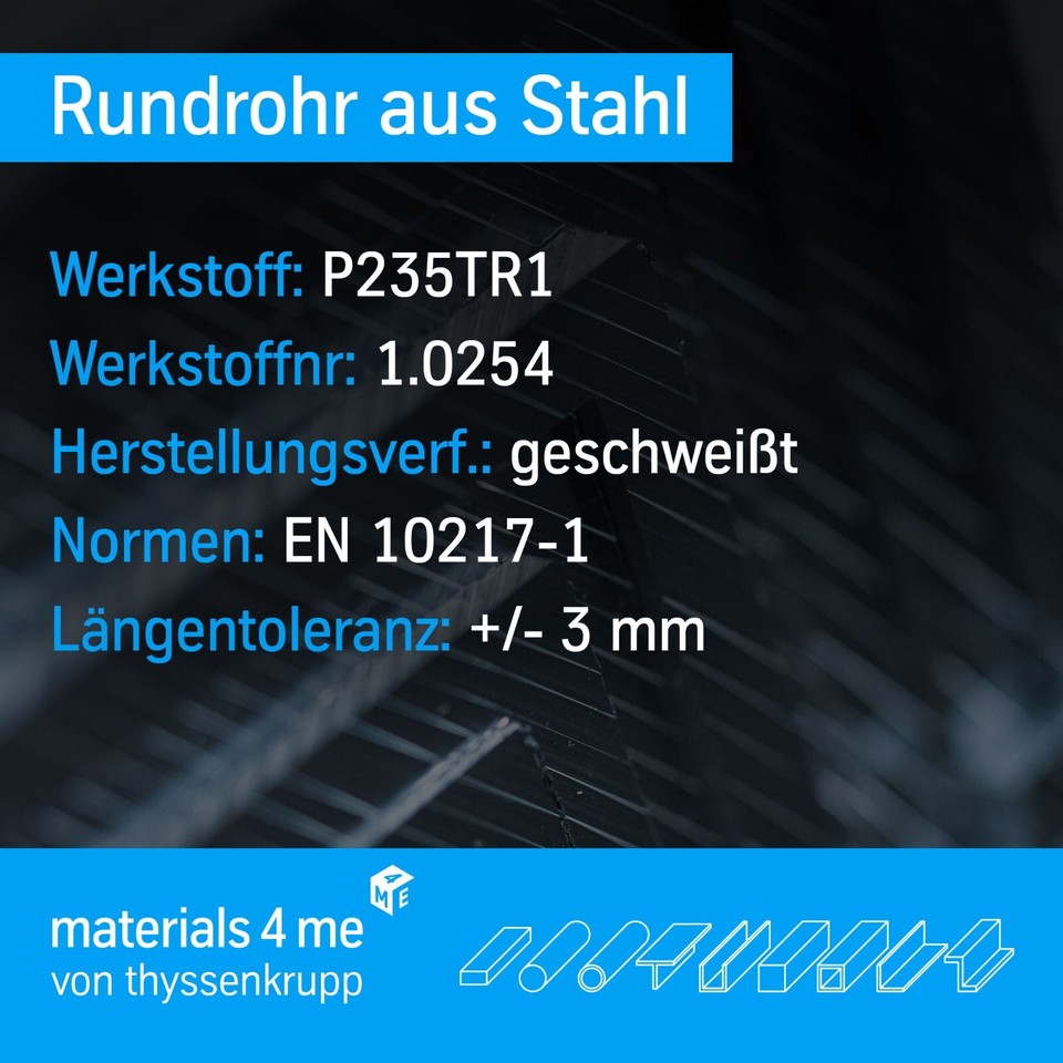 Rundrohr Stahl Rohr Stahlrohr Rundmaterial Konstruktionsrohr P235TR1 ...