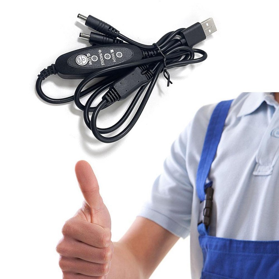 Fan Control Cable Work Clothes Fan USB Cable, 3 Stage Wind Power ...