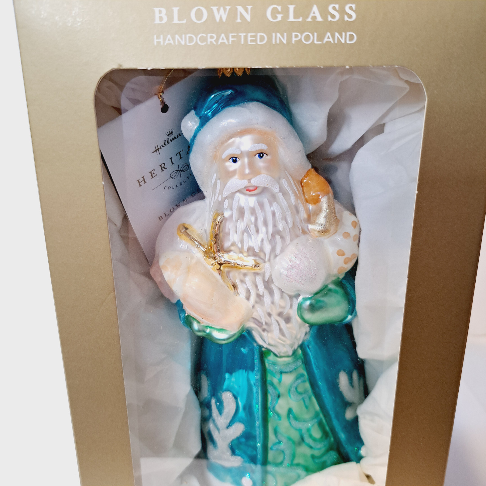 HALLMARK 2019 NAUTICAL SANTA CLAUS BLOWN GLASS HERITAGE CHRISTMAS ...