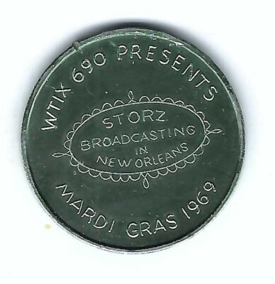 1969 ENDYMION WTIX 690 STORZ BROADCASTING RADIO MARDI GRAS DOUBLOON ...
