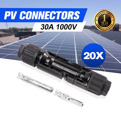 20 Pairs Solar Panel 30A Line Plug Socket Connectors Male & Female Pv ...
