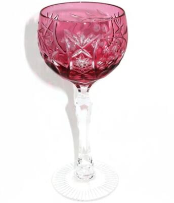 Czech Bohemian, Cranberry Cut to Clear, Grape Vine, Wine Hock, 7 5/8 ...