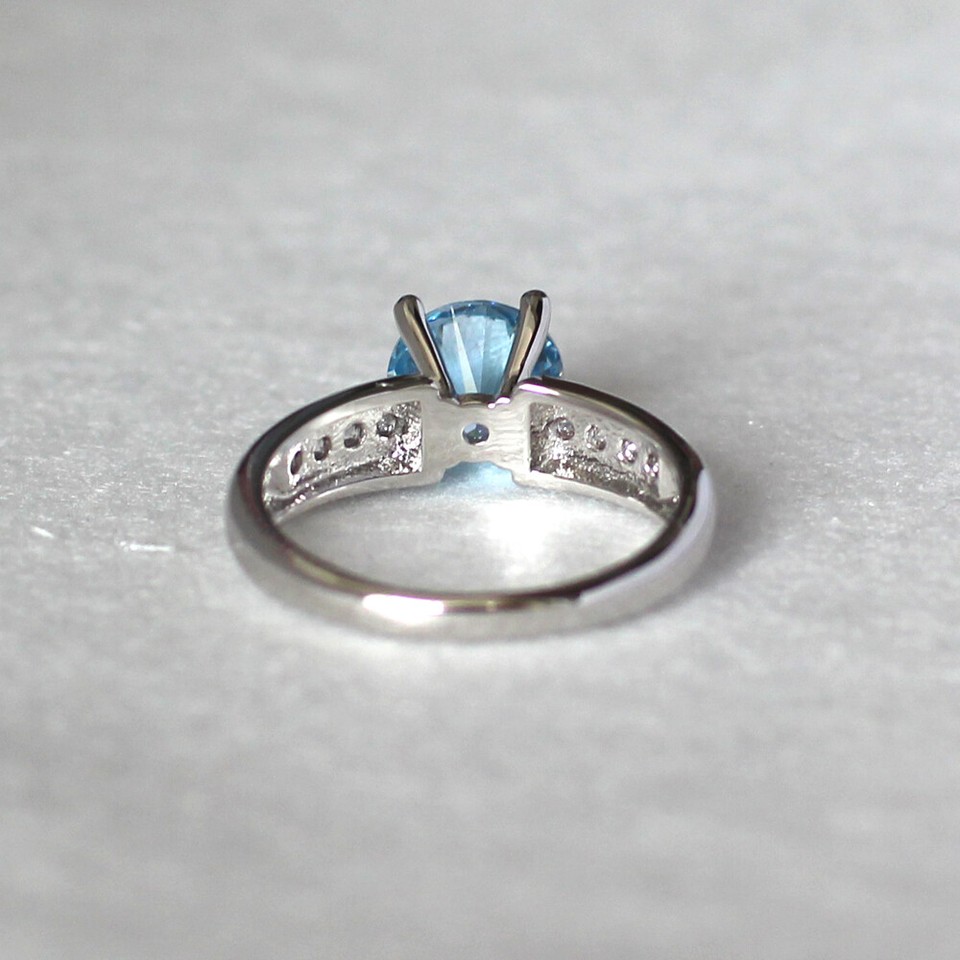 8mm Round Stone Classic Lady Engagement Ring S925 Sterling Silver Band ...