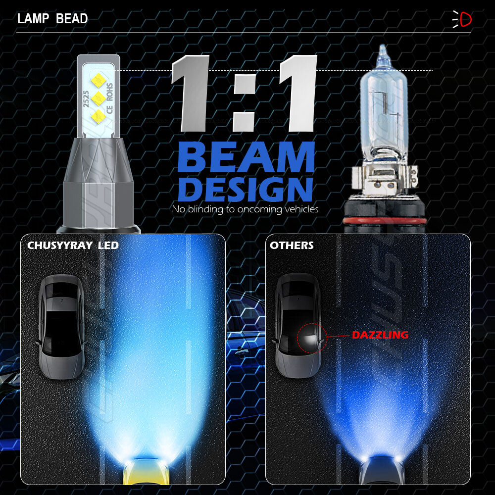 Ice Blue 8000K LED Headlight High /Low Beam + Fog Light Bulbs 6Pcs 9005 ...