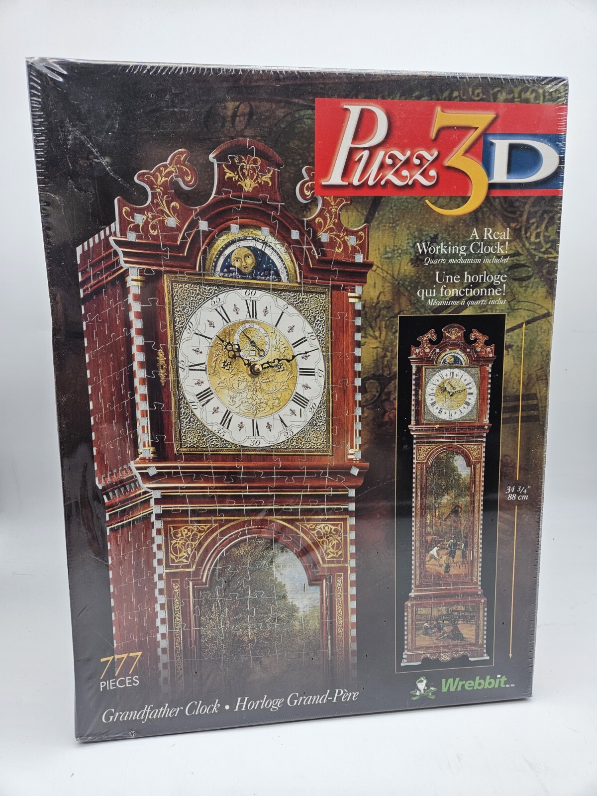 Puzz 3D Puzzle WORKING Grandfather Clock 777 Pieces 34 3/4" Tall 1997 ...