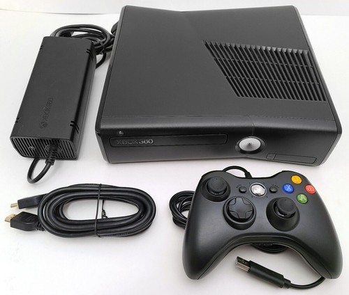 Microsoft XBOX 360 SLIM Black Video Game Console System Bundle Set Kit ...