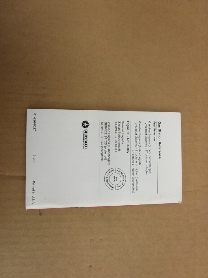 1986 86 Dodge Lancer & Lancer ES owners manual ORIGINAL literature book ...