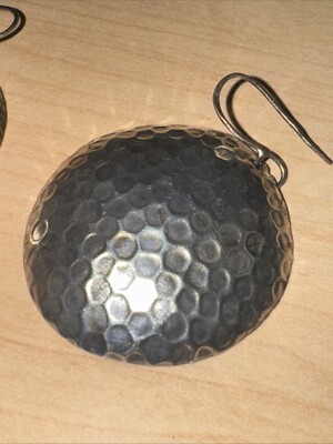 Sterling Silver Signed Hammered Disk Dangle Earrings | eBay