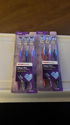 Toothbrush Clear Pro CVS Health Medium Lot Bundle 2 Three Packs Contour ...