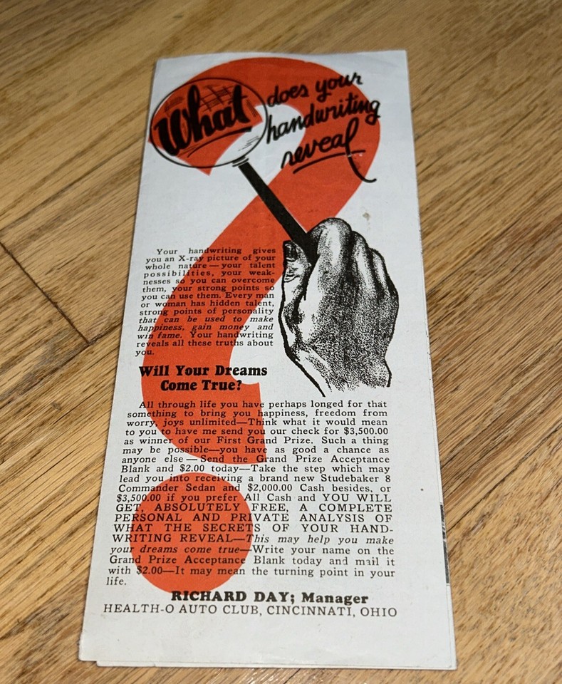 1930's DR M.N. BUNKER Handwriting Analysis Brochure THOMAS EDISON / FDR ...