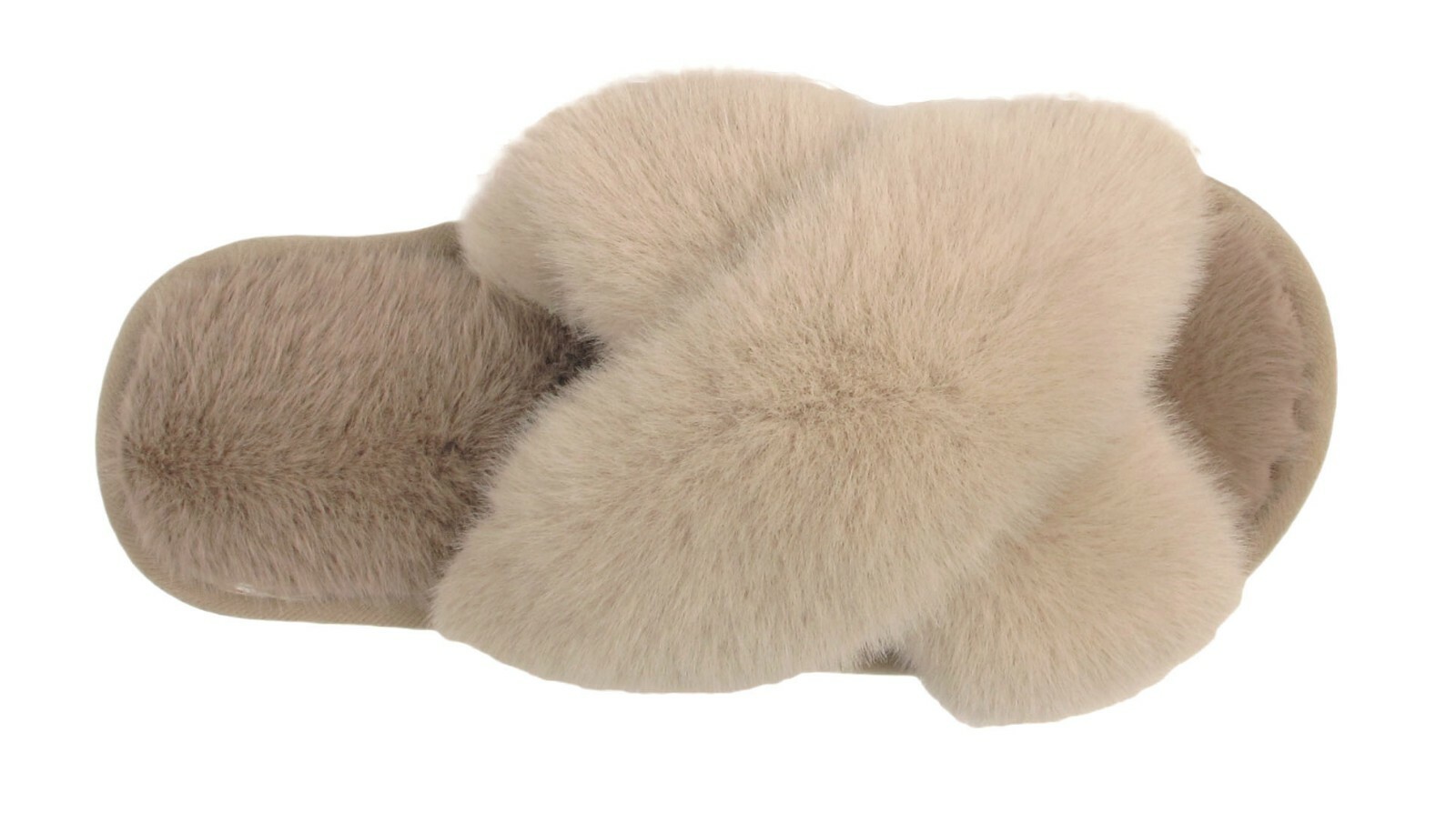 Ladies Furry Slippers Womens Fluffy Sliders Crossover Open Toe Faux Fur ...
