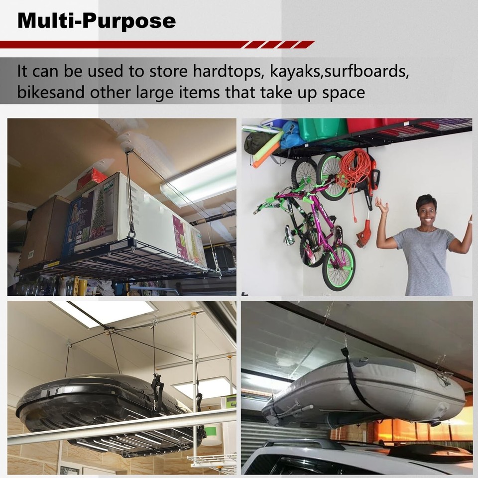 Overhead Garage Storage Lift Hoist, Ceiling Mounted Garage Storage Lift ...