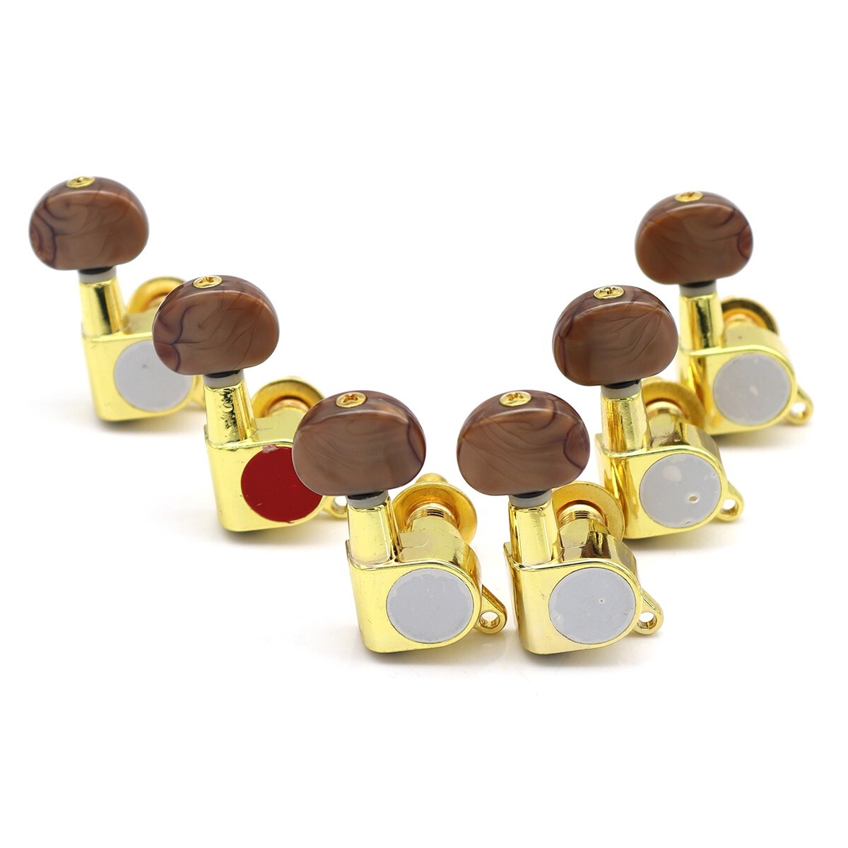 6 Right Sealed Guitar Tuning Pegs Machine Heads Brown Pearl Half Round ...