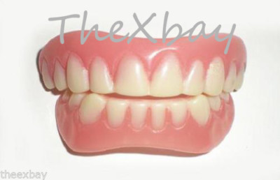 SECURE INSTANT SMILE False Fake Cosmetic Teeth Veneer UPPER & LOWER SET ...