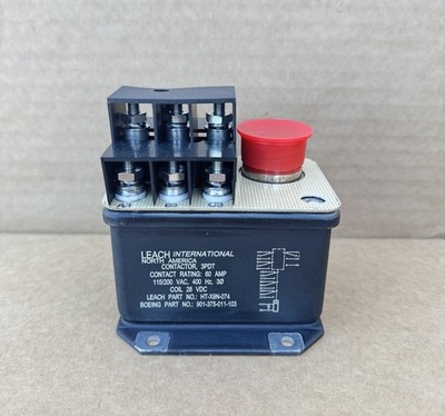 Leach HT-X9N-074 3PDT Contactor 60A 115/200VAC 400Hz 28VDC Coil Boeing ...
