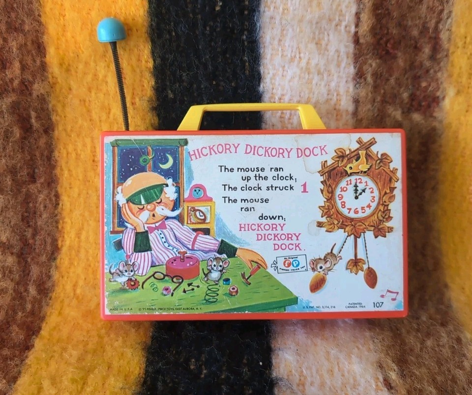 Vintage 1970's Fisher Price Hickory Dickory Dock Wind Up Music Clock ...