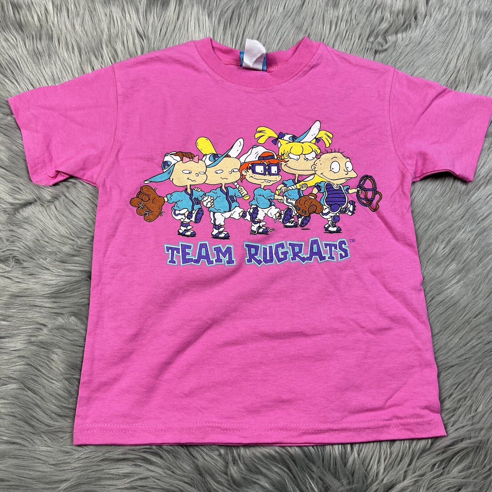 Vintage 1997 Kids Pink Team Rugrats Nickelodeon T Shi… - Gem