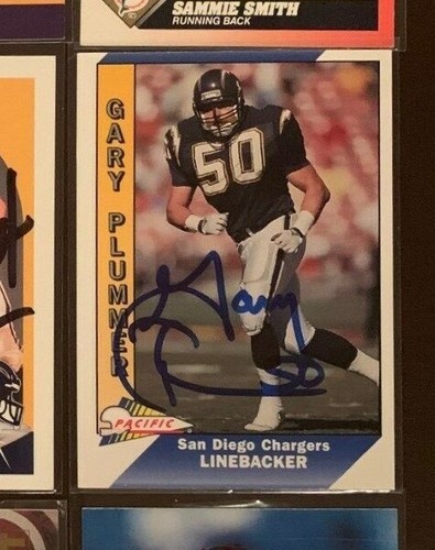 GARY PLUMMER San Diego Chargers 1991 Pacific SIGNED / AUTOGRAPH ...