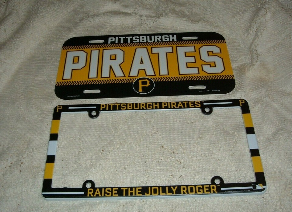 PITTSBURGH PIRATES PLASTIC LICENSE PLATE AND LICENSE FRAME DEAL 6" X 12 ...