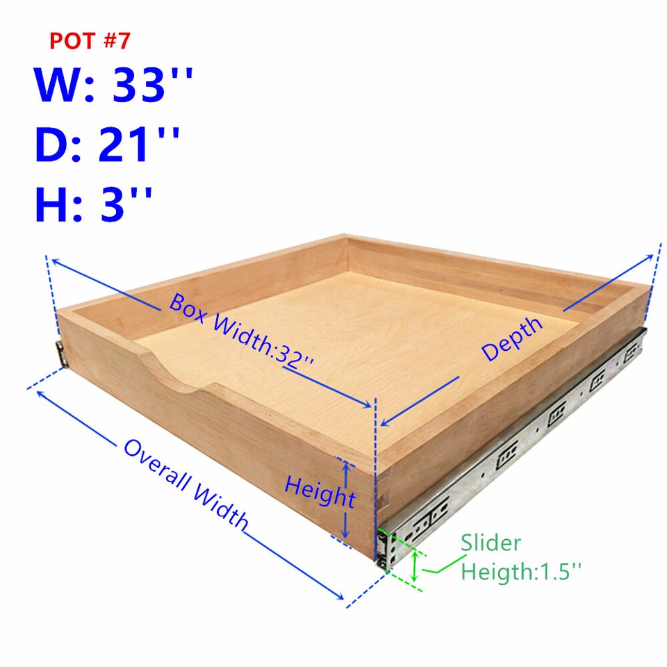 Cabinet Roll Out Tray Wood Pull Out Drawer, Kitchen Organizer Box ...
