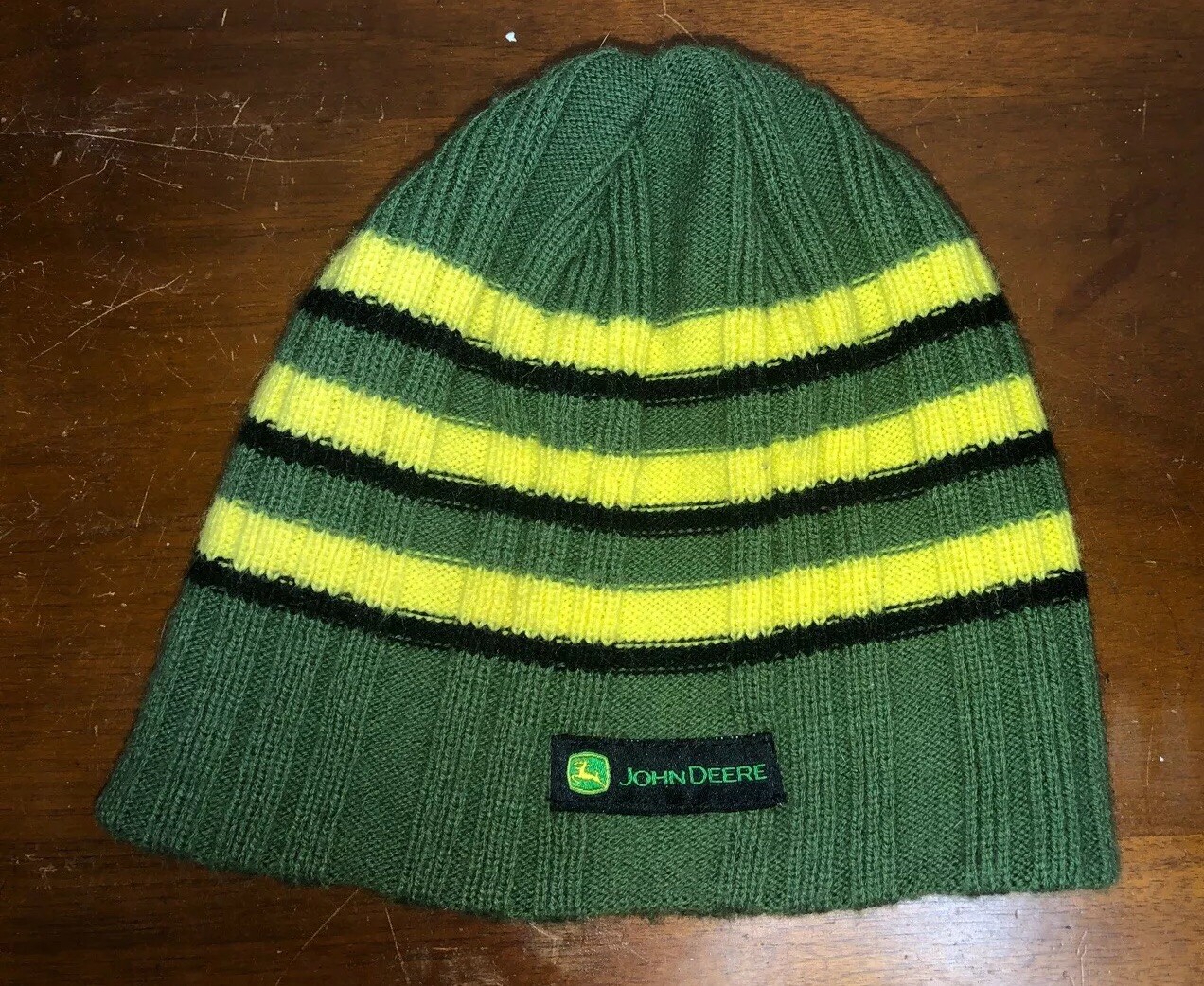 John Deere Beanie Cable Knit Cap Hat 100% Acrylic Green & Yellow ...