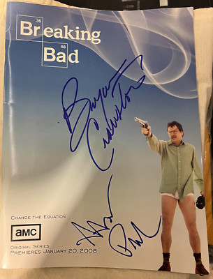 Bryan Cranston Aaron Paul signed autograph Breaking Bad Press kit Photo ...