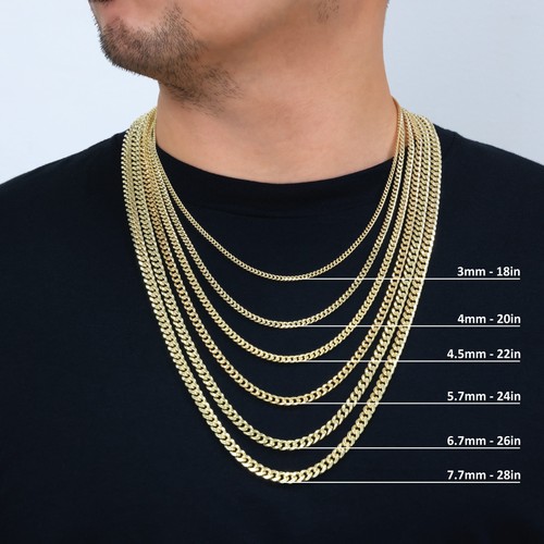 10K Real Yellow Gold 3mm-12.6mm Miami Cuban Lightweight Chain Necklace ...