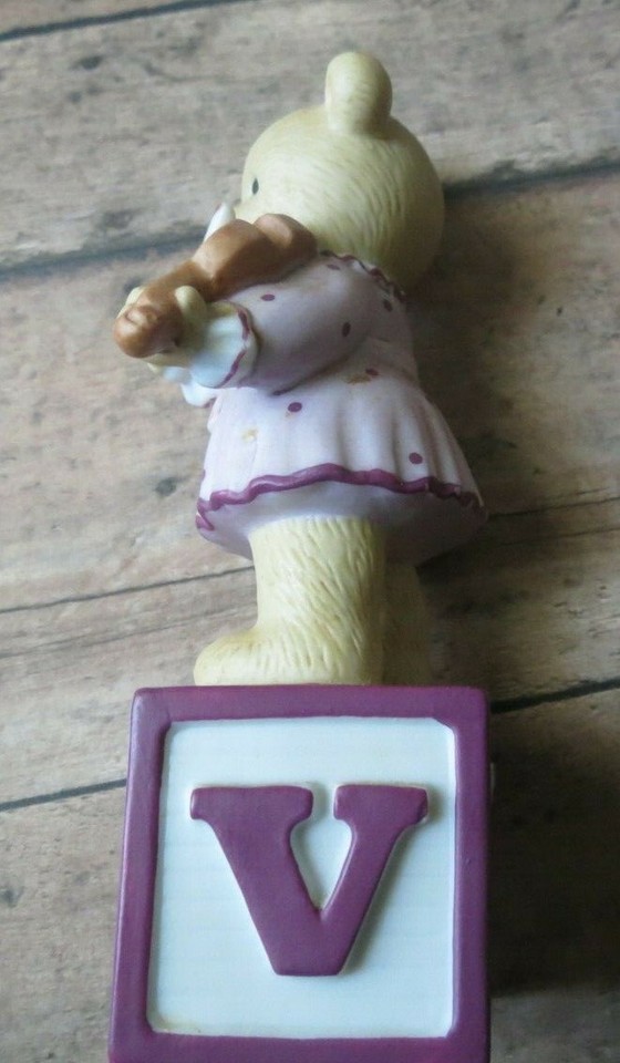 1994 Bronson Letter "V" Violet The Violinist Alpha Block Bear Figurine ...