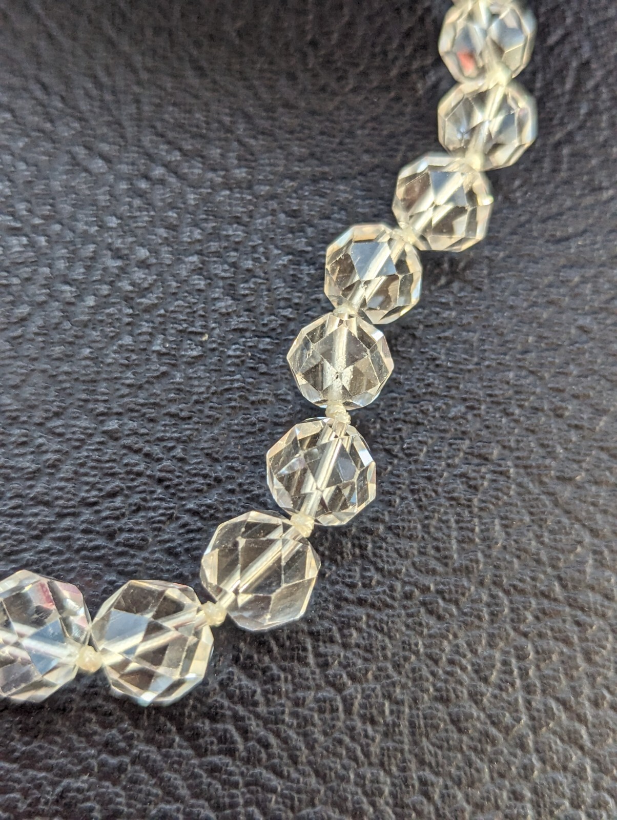 ANTIQUE Graduated ROCK CRYSTAL BEAD NECKLACE Sterling… - Gem