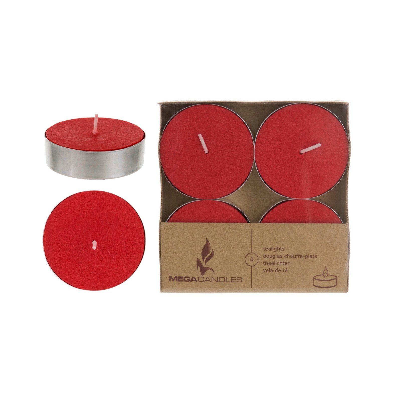 Mega Candles - Unscented Mega Tea Light Candles - Red, Set of 12 CGA061 ...