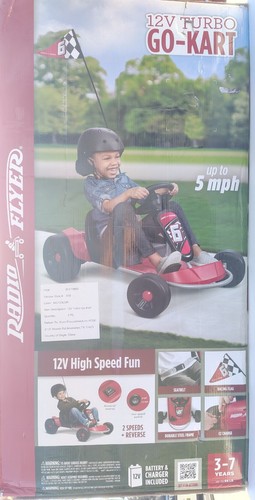 Radio Flyer 12V Battery Powered Turbo Go-Kart Riding Toy For Unisex 3 ...
