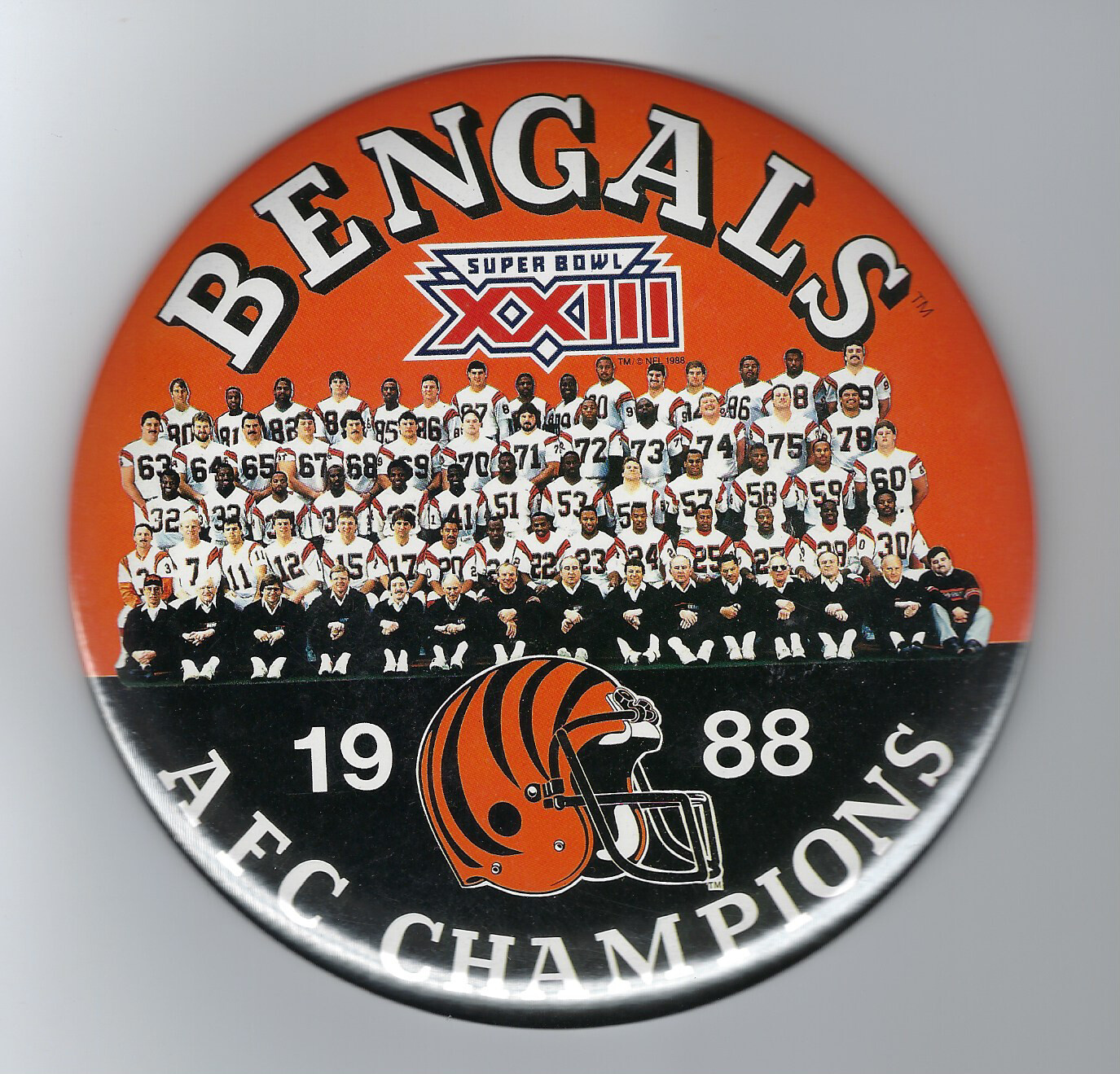 1988 Cincinnati Bengals Super Bowl XXIII 6" team photo button BIG ...